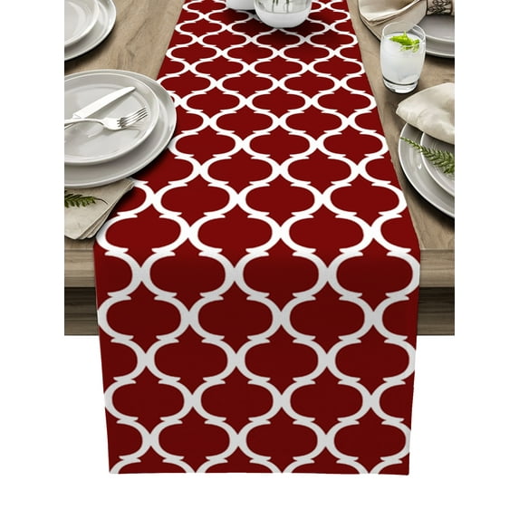Abstract Texture Red Lines Linen Table Runners Wedding r Home Kitchen ...
