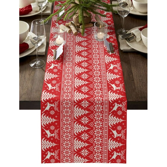 Abstract Texture Red Lines Linen Table Runners Wedding r Home Kitchen ...