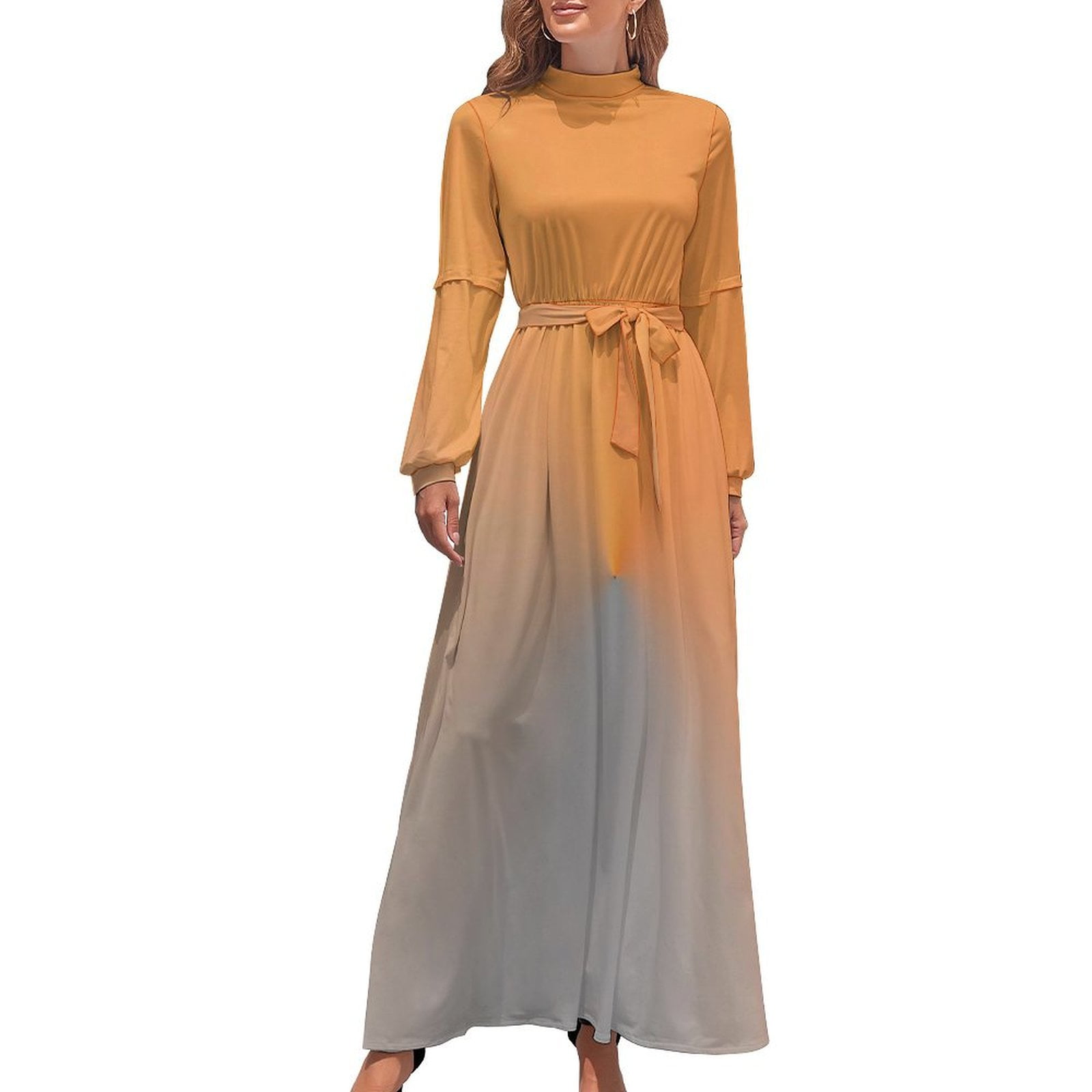 Abstract Texture Strange Art Geometric Orange Grey Long Dress Women's ...