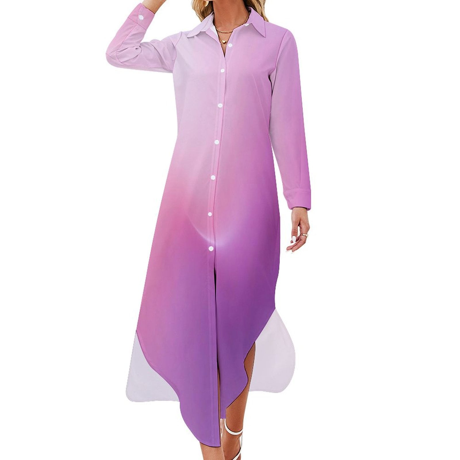 Abstract Texture Strange Art Geometric Purple Pink Shirt Dress Long ...