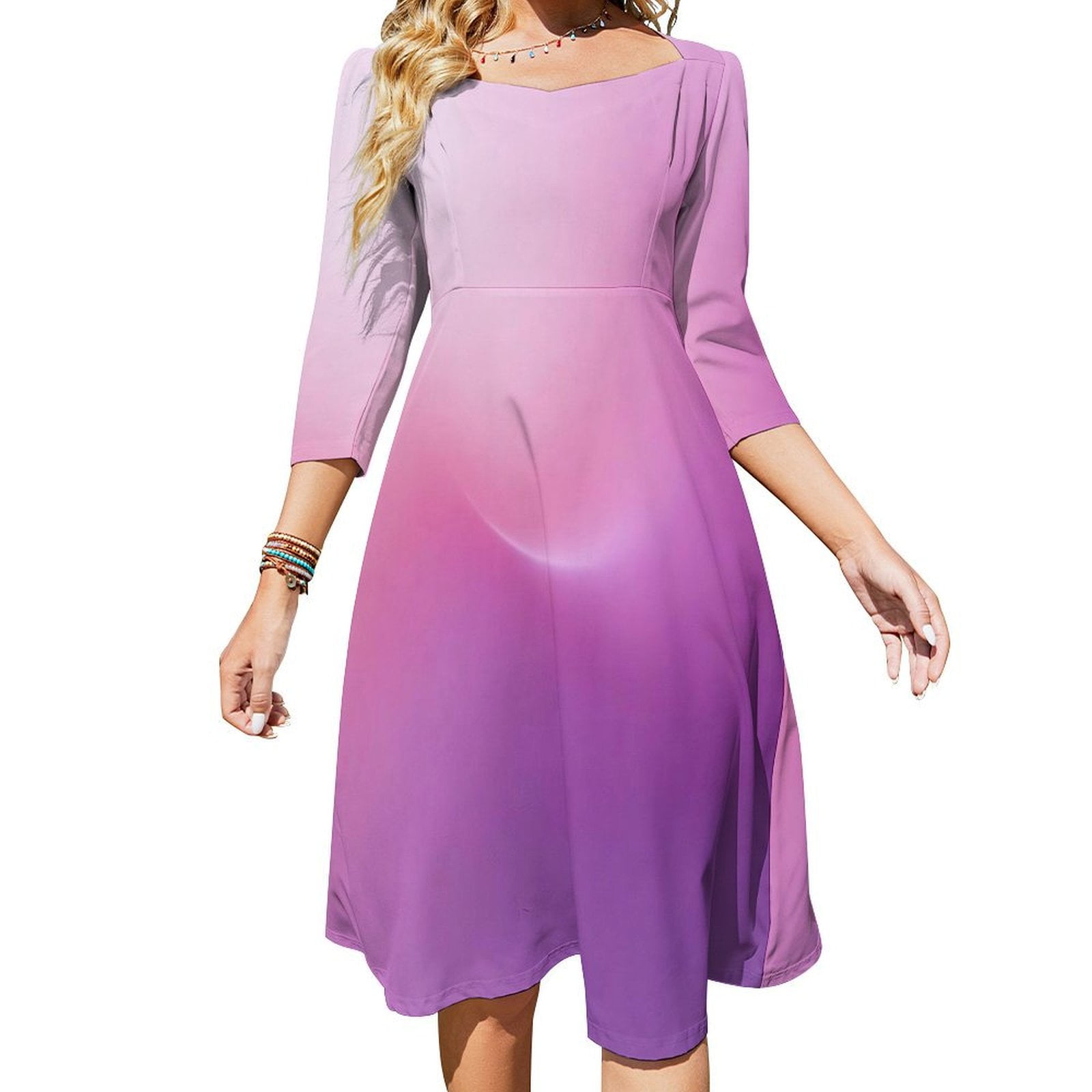 Abstract Texture Strange Art Geometric Purple Pink Women's 3/4 Sleeve ...