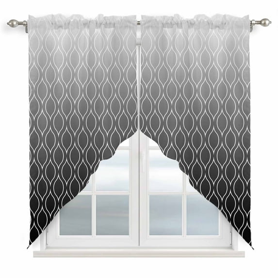 Abstract Texture Swag Curtain Valance for Window 2 Panels Classic Black ...