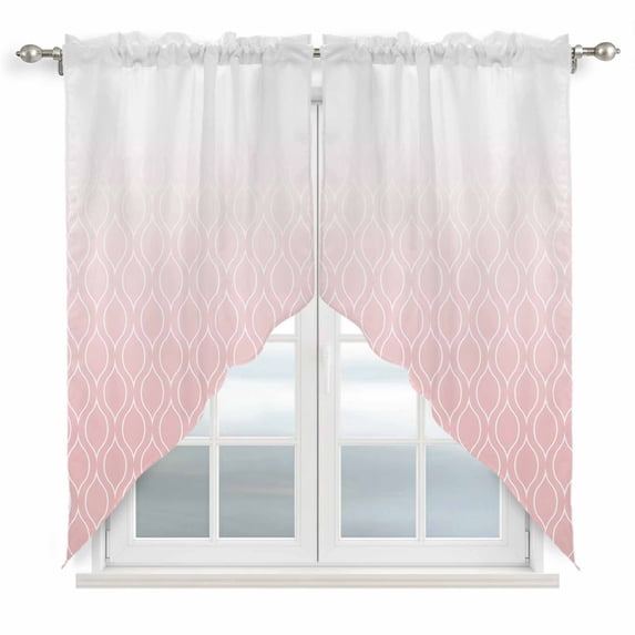 Abstract Texture Swag Curtain Valance for Window 2 Panels Classic Pink ...