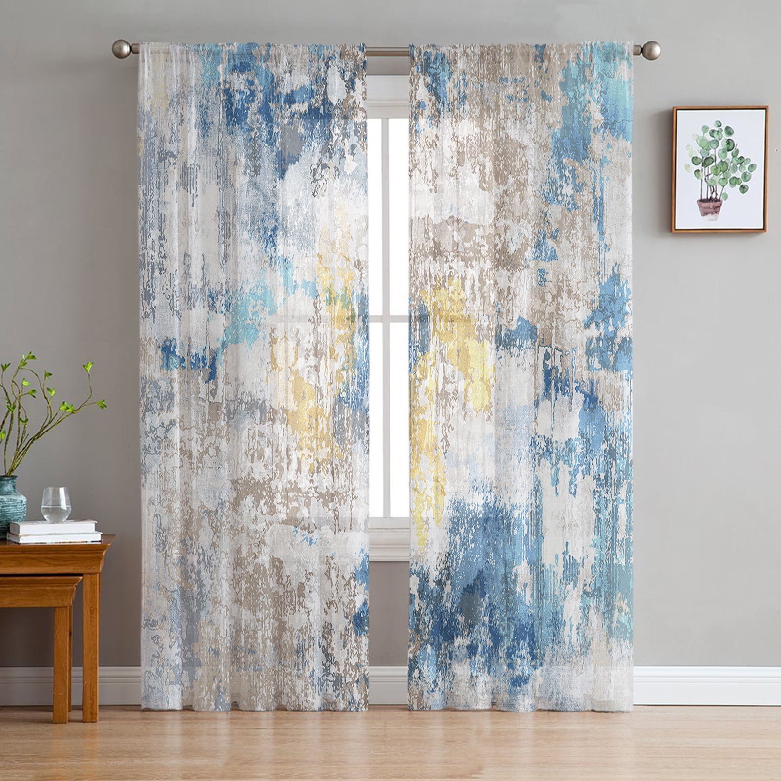 Abstract Texture Tulle In Sheer Curtains For Living Room Bedroom ...