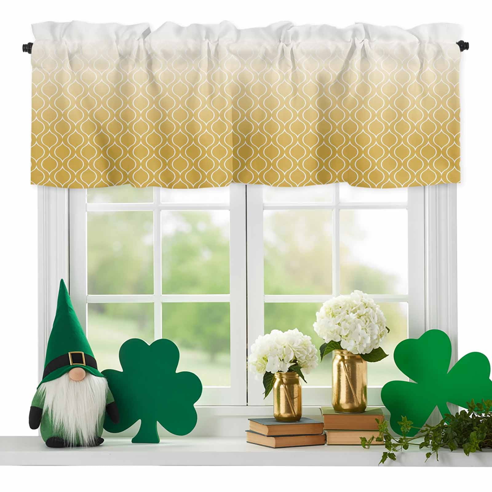 Abstract Texture Valances for Windows, Classic Yellow Gradient Line Rod ...