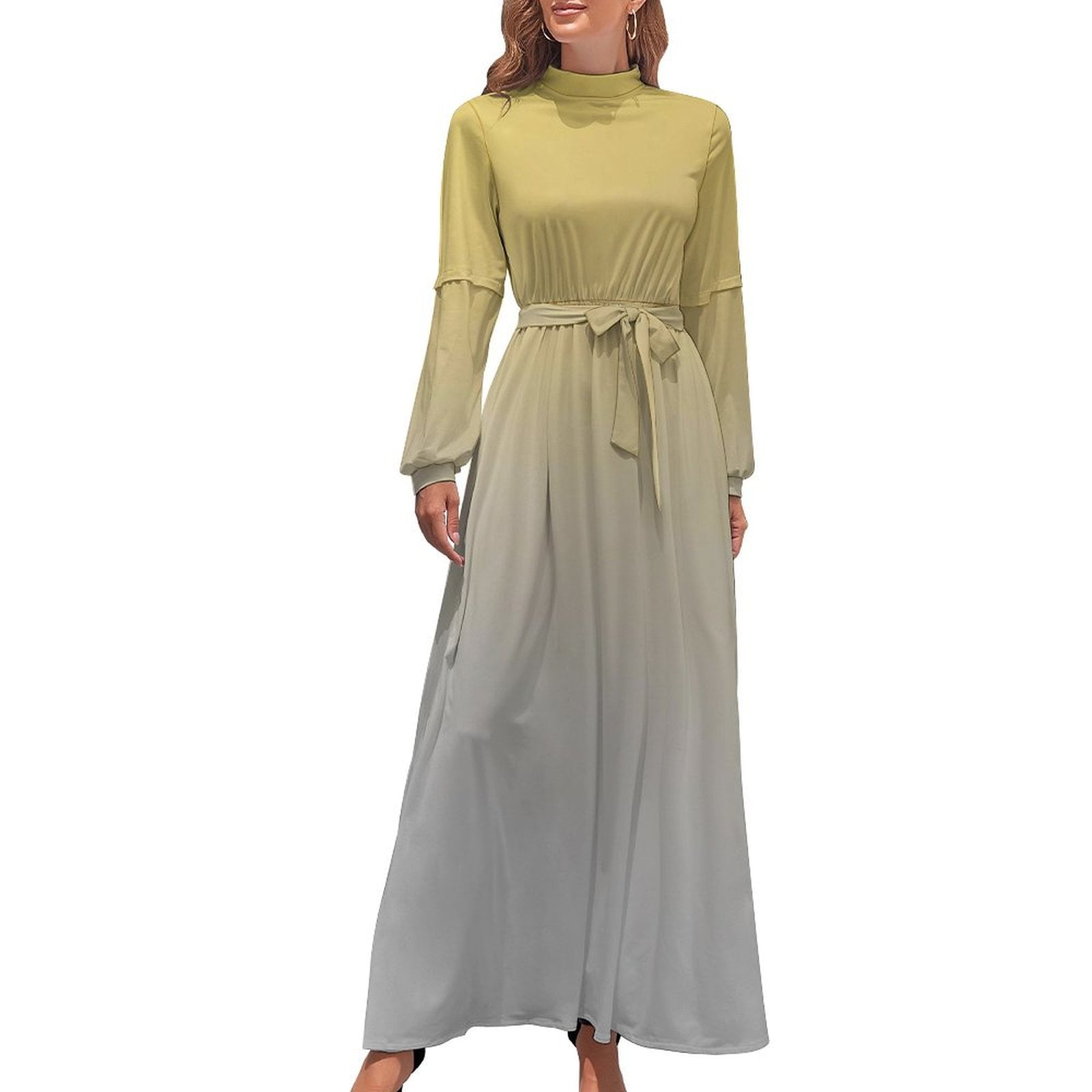 Abstract Texture Yellow Grey Gradient Long Dress Women's Summer Skirt ...