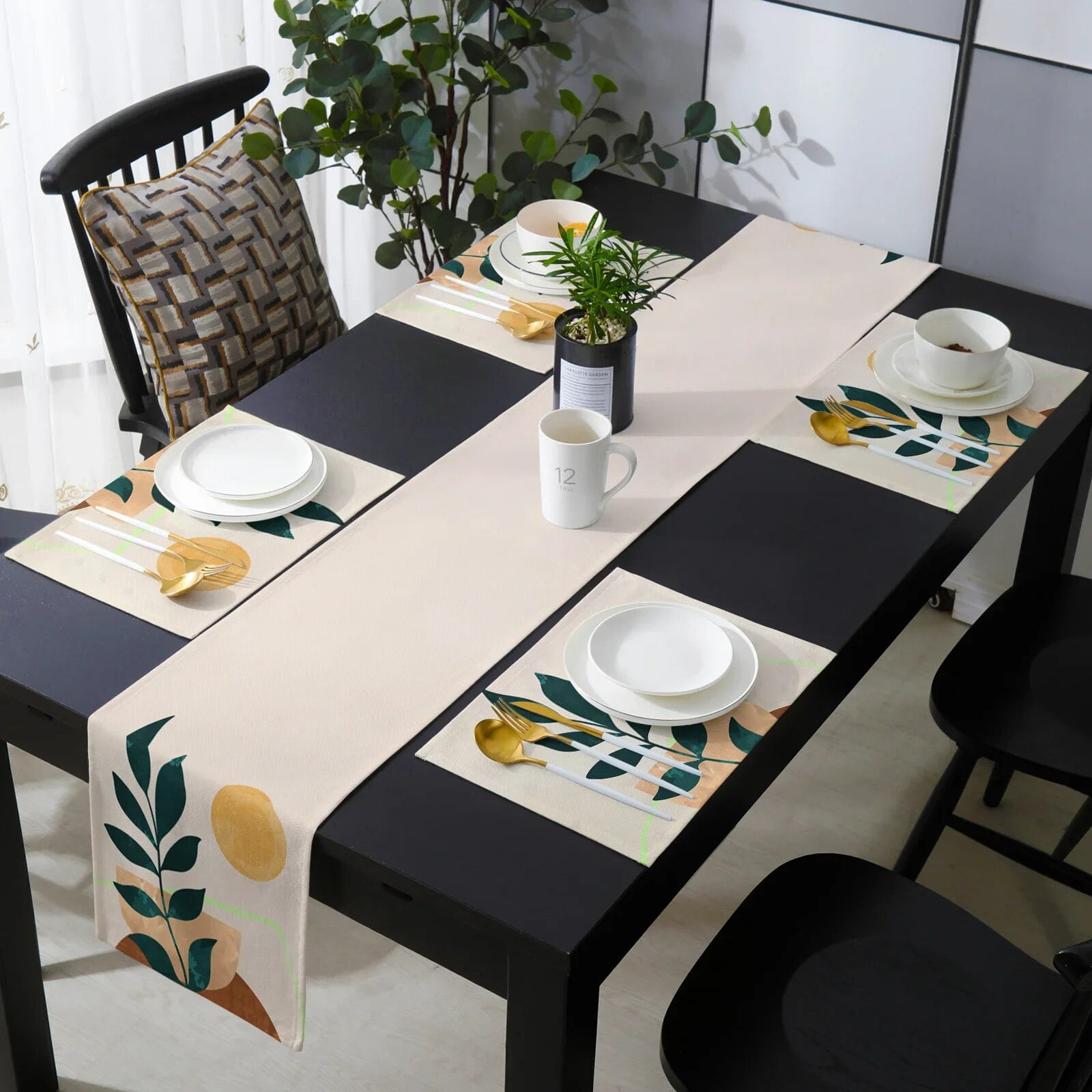 Abstract Textured Art Kitchen Dining Table Runner Dresser Scarves ...
