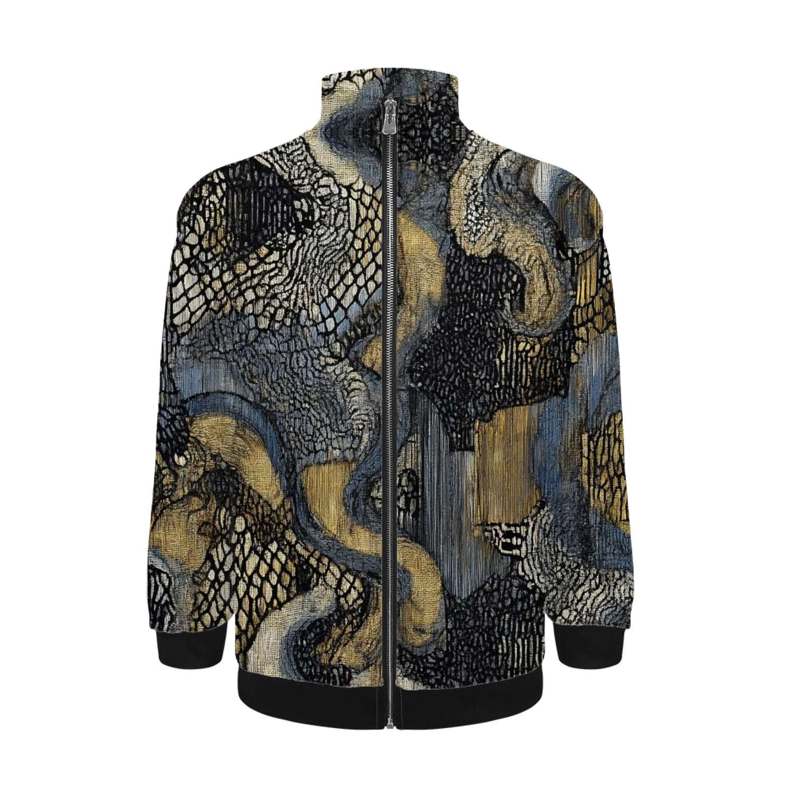 Abstract Textured Gold Blue Art Jacket Men's Street Cool Long Sleeves ...
