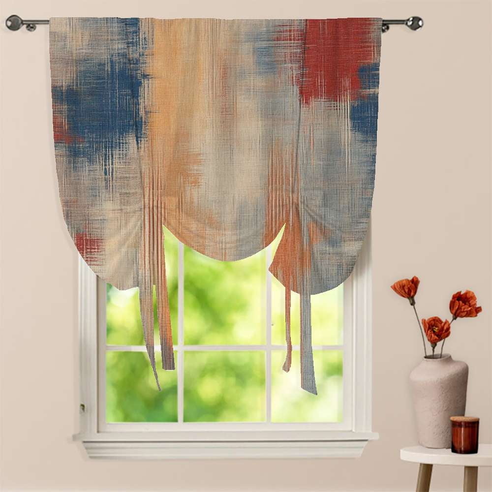 Abstract Textured Muted Colors Window Curtain for Living Room Roman ...