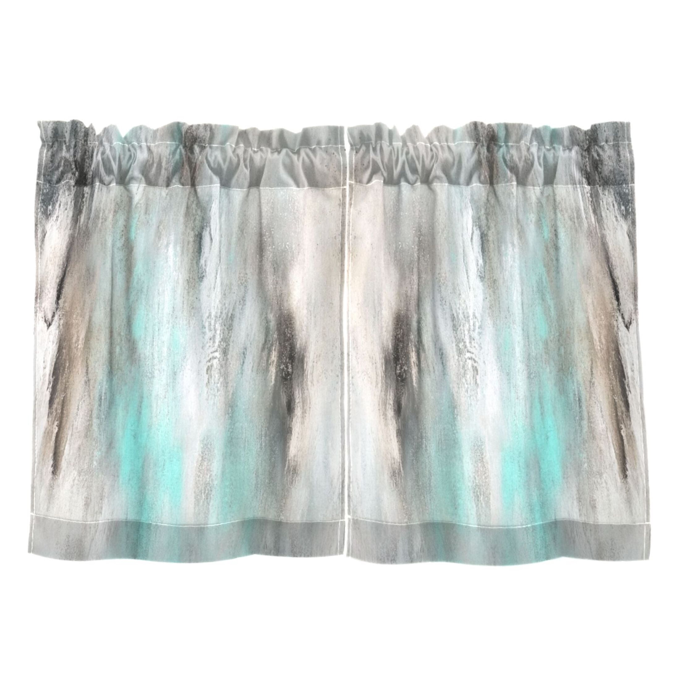 Abstract Textured Painting Kitchen Curtains Tier Set 27x24 Inch 2 ...