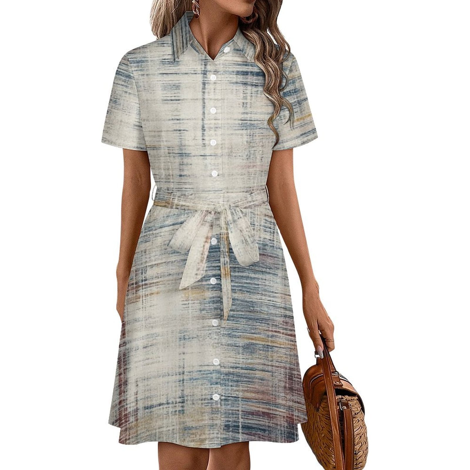 Abstract Textured Rug Design Womens Shirt Dresses Women'S Short Sleeve ...