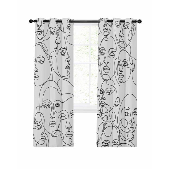 Abstract Theme Blackout Curtains 84 Inch Length Blue Modern Simple ...