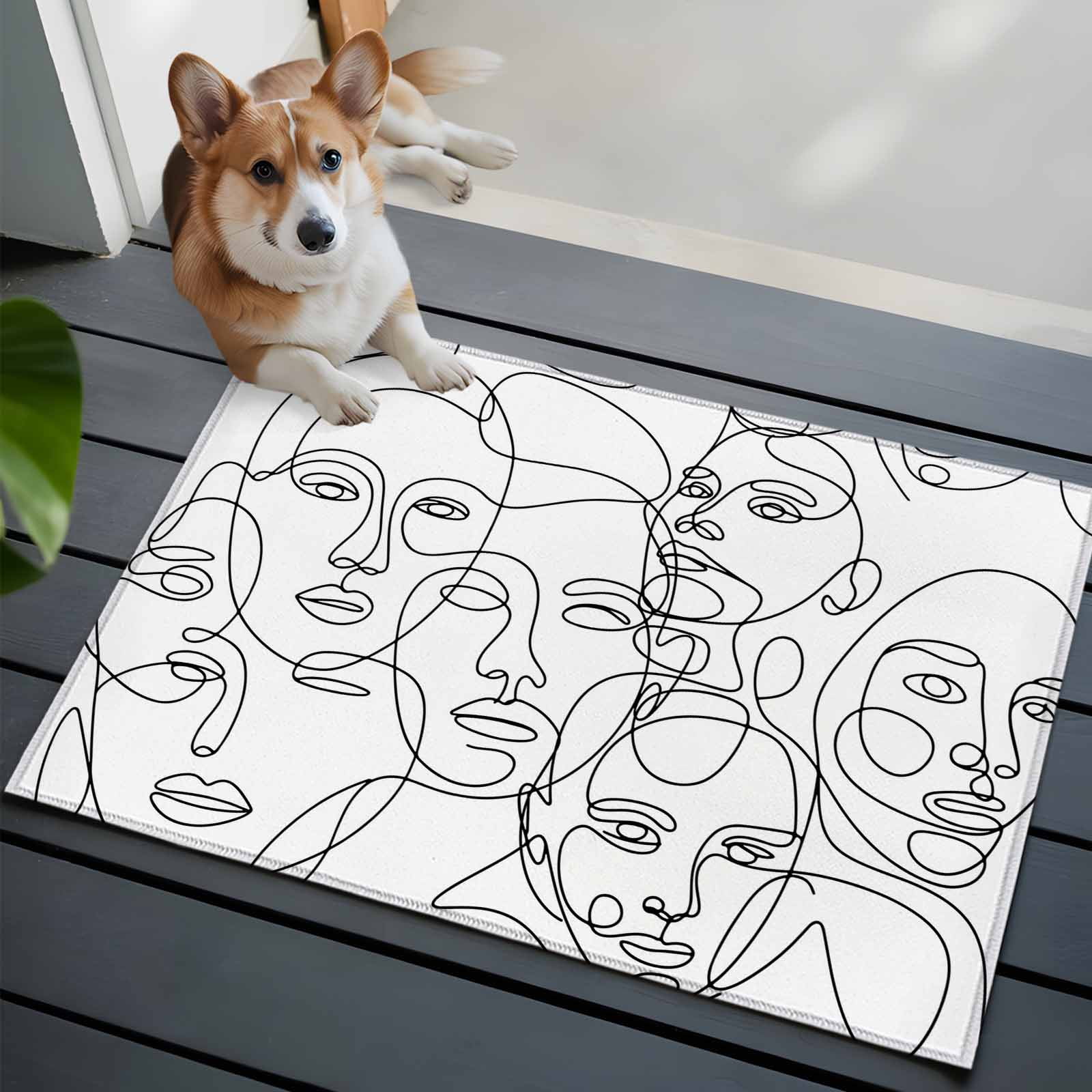 Abstract Theme Front Door Rugs 2x3 ft Blue Modern Simple Character Line ...