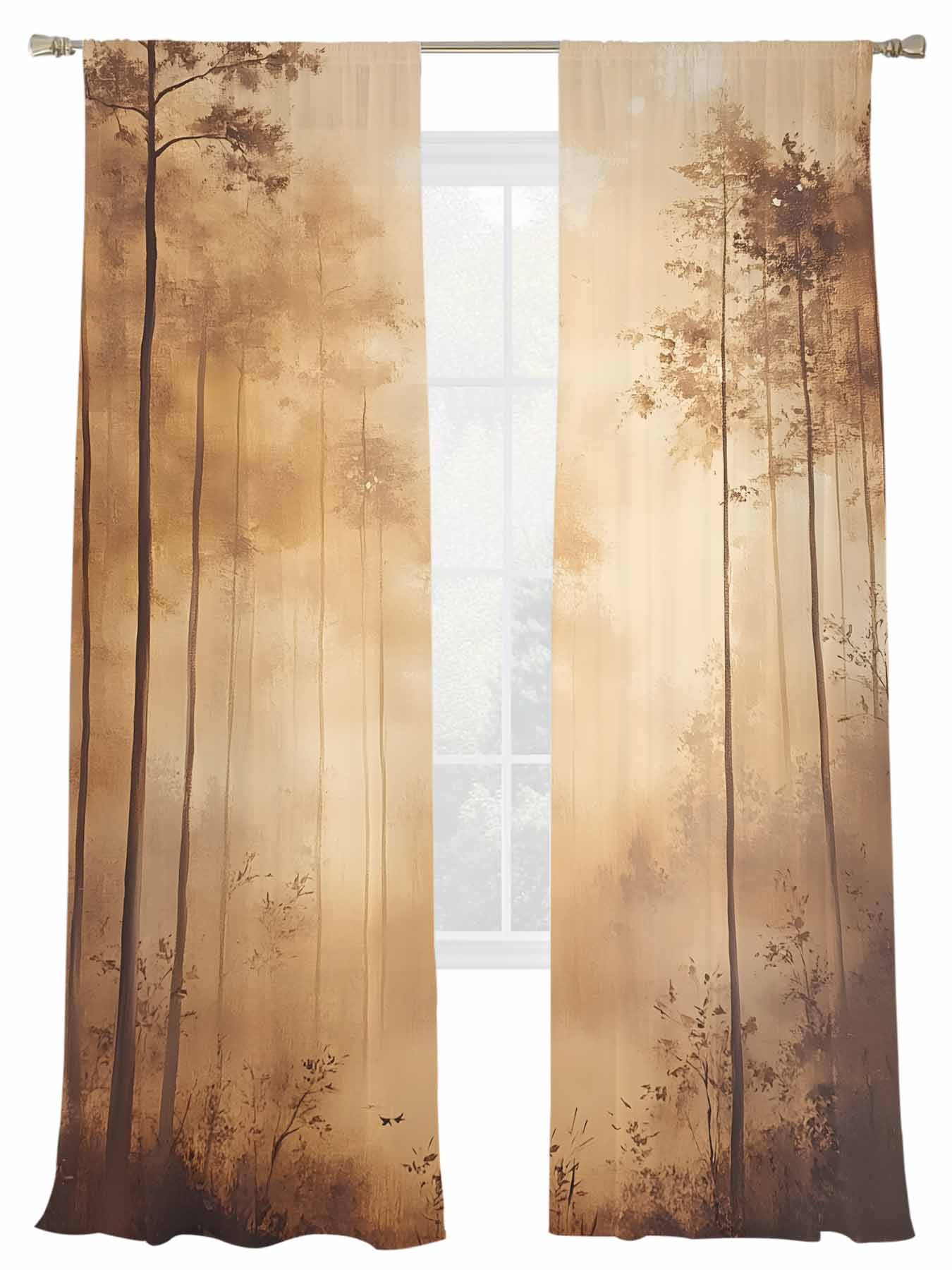 Abstract Theme Sheer Curtains for Living Room Bedroom, Light-filtering ...