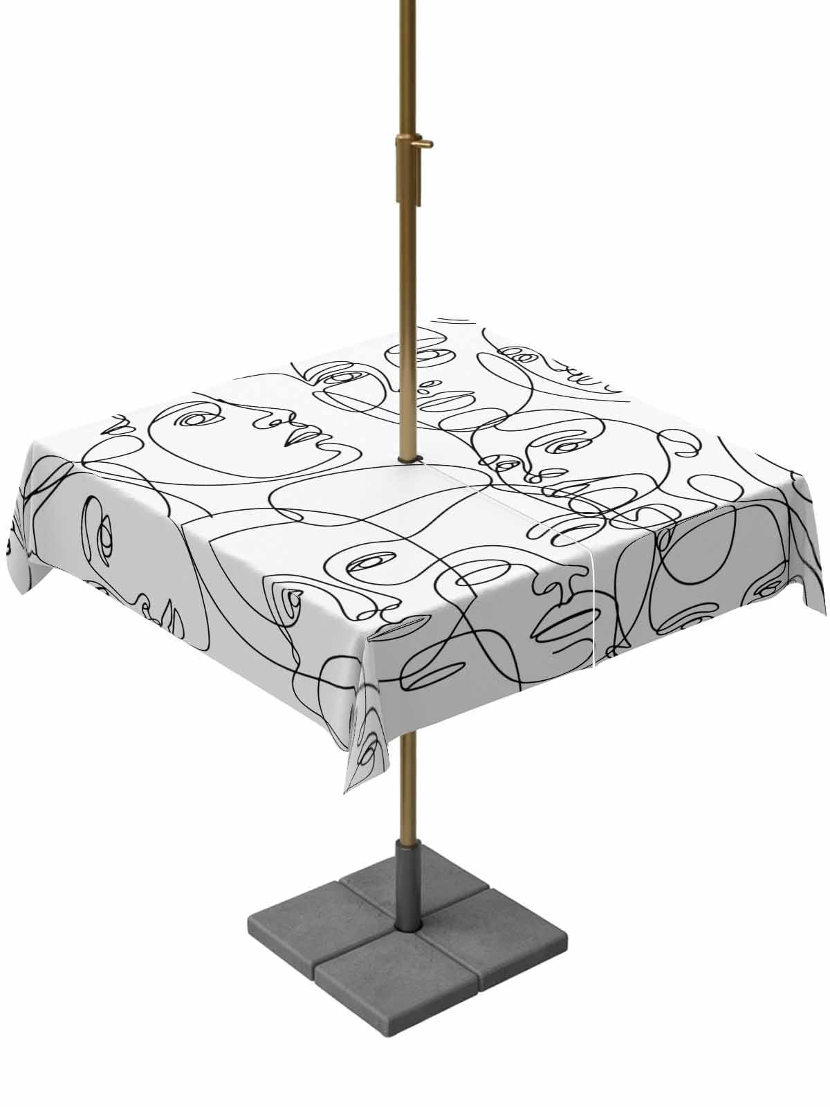 Abstract Theme Square Outdoor Tablecloth with Umbrella Hole Blue Modern ...