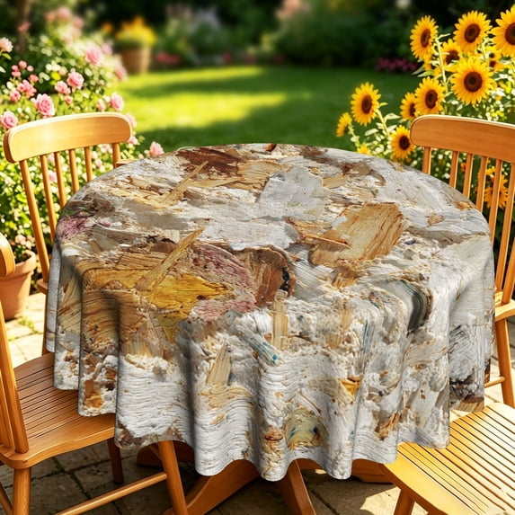 Abstract Thick Impasto Oil Painting Texture Print Round Tablecloth ...