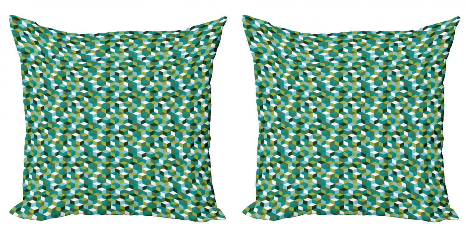 Ambesonne Abstract Throw Pillow Cover 2 Pack, Modern Colored Cubes, 16 ...