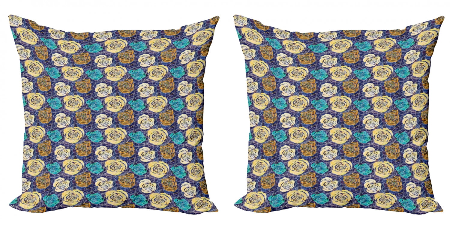 Abstract Throw Pillow Cushion Cover Pack of 2, Abstract Floral Pattern ...