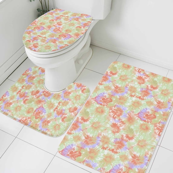Abstract Tie Dye Art Bathroom Rugs Set Purple Green Orange Gradient ...