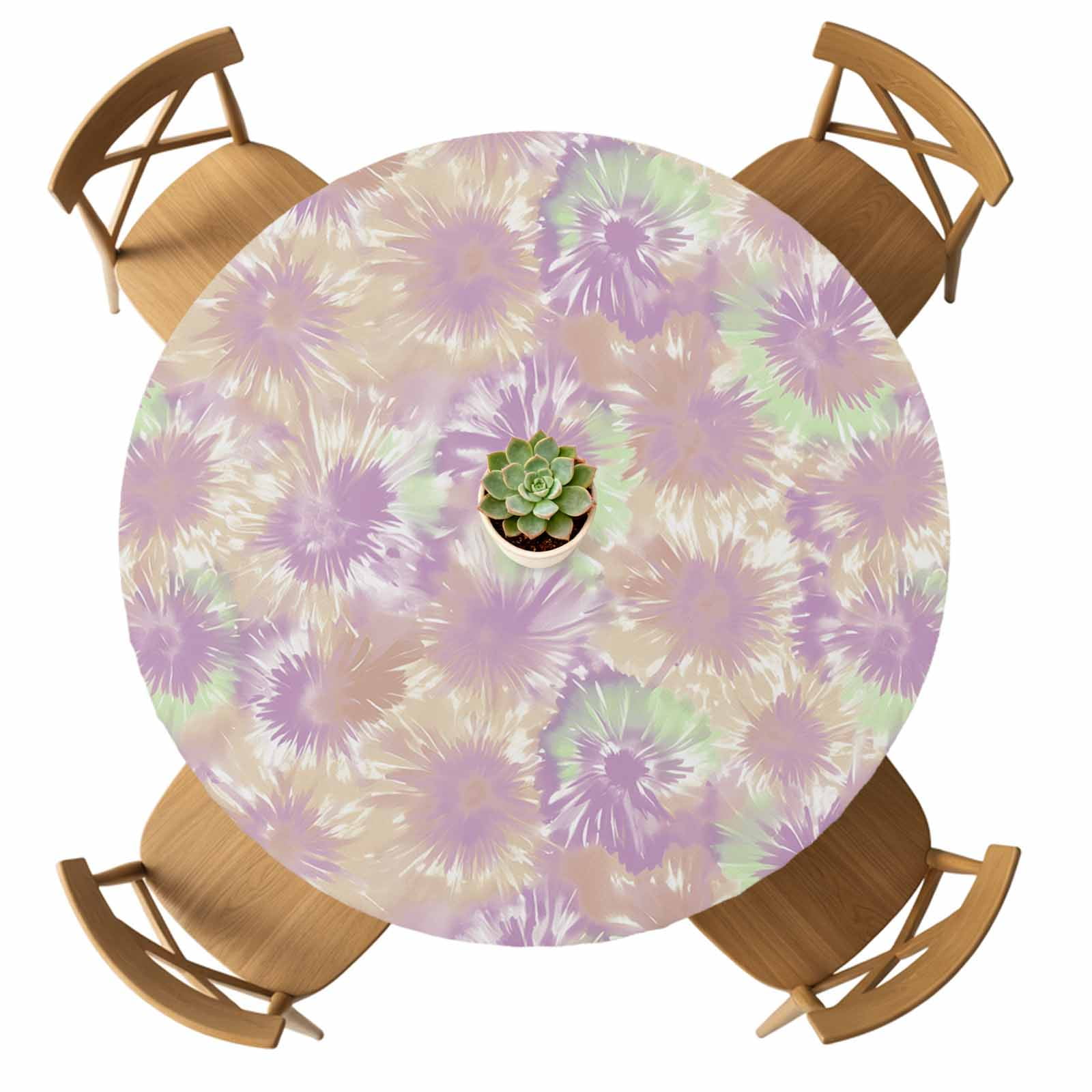 Abstract Tie Dye Art Round Table Cover, Purple Green Orange Gradient ...