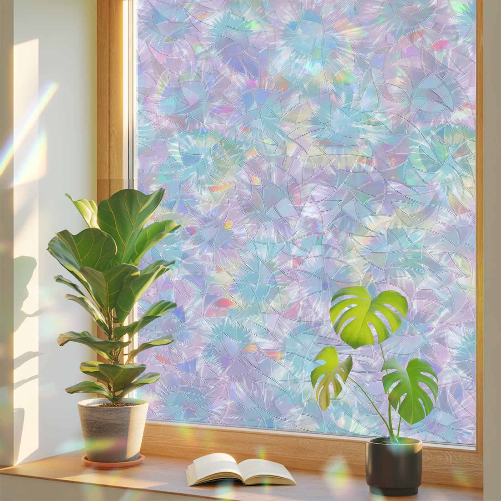 Abstract Tie Dye Art Window Privacy Film, Pink Aqua Green Yellow ...