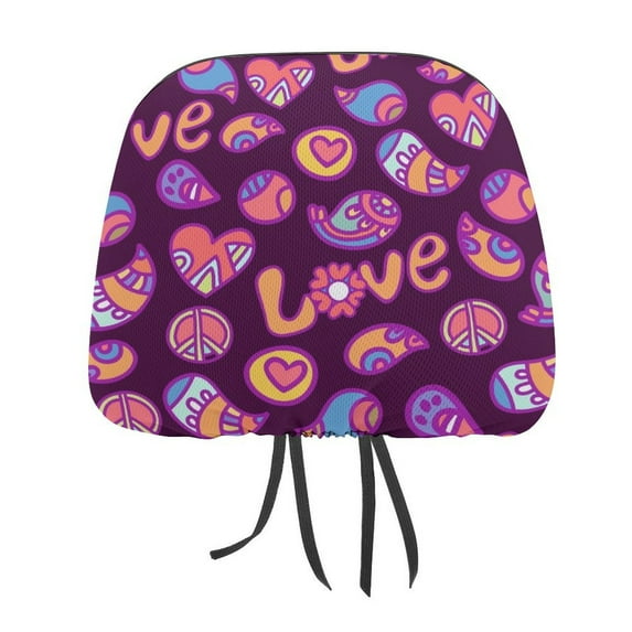 Abstract Tie Dye Peace Signs Car Headrest Covers 2 Pcs Front Seat ...