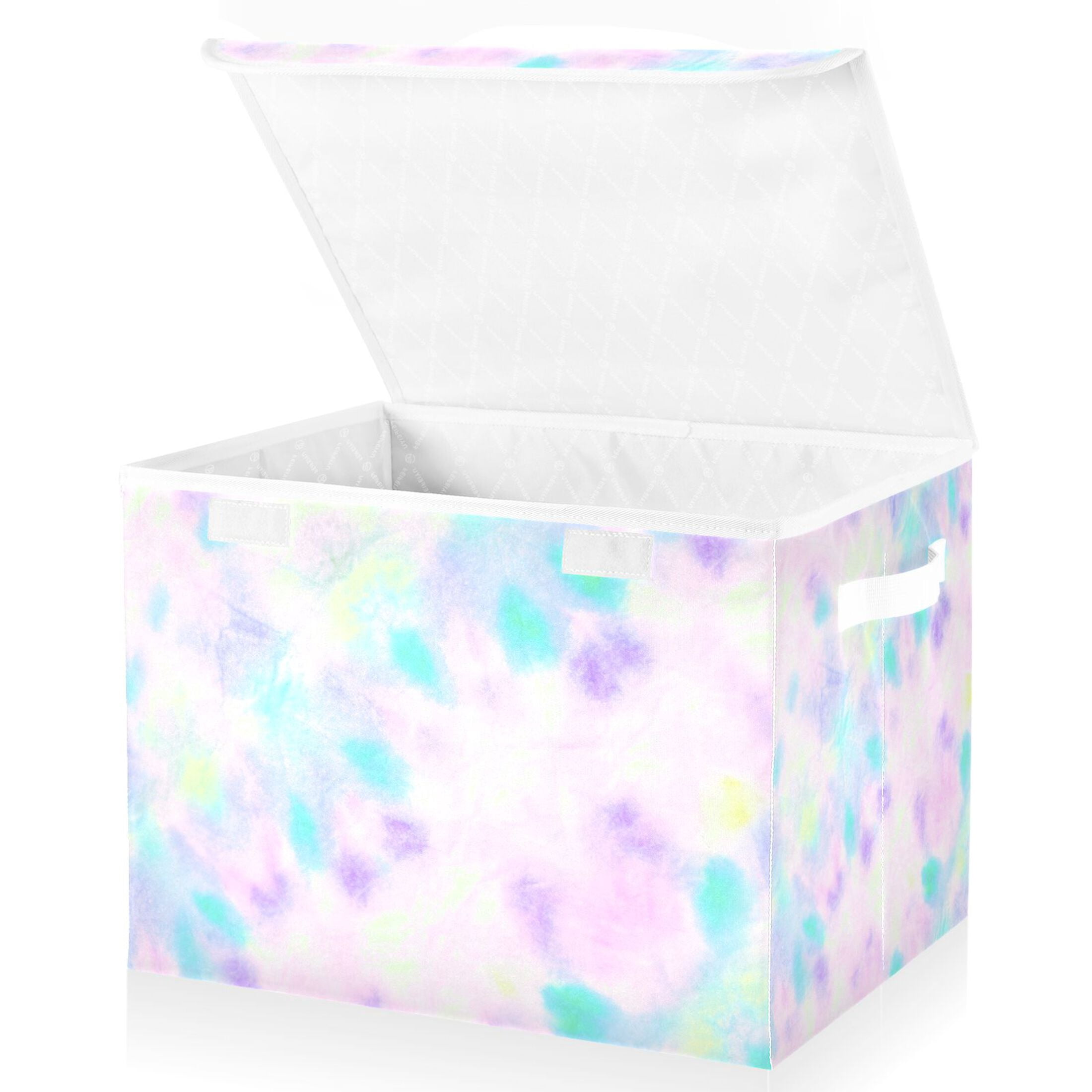 Abstract Tie Dye with Pink Large Lidded Storage Bin Foldable Storage ...