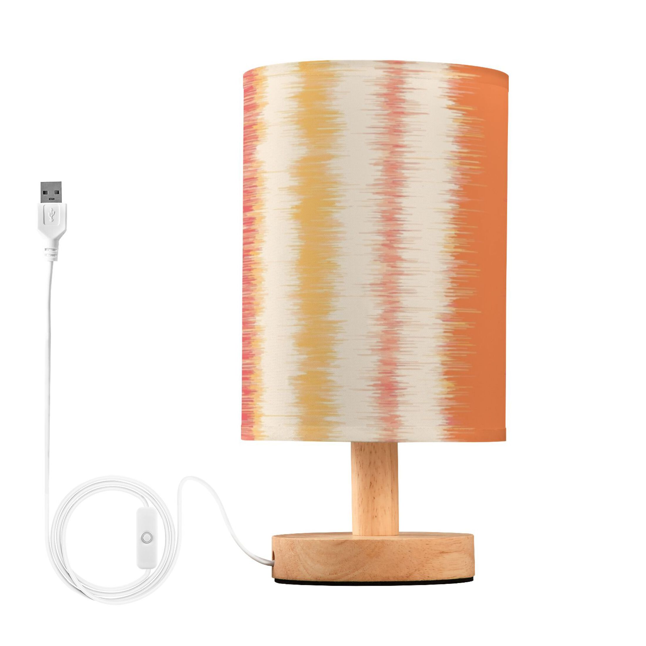 Abstract Tie Dye Stripe Bedside Table Lamp LED Warm Lights with USB ...
