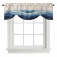 Abstract Tie Up Valance Curtains Blue Wave Minimalist Linen Texture ...