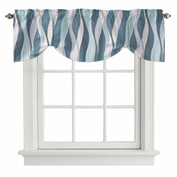 Abstract Tie Up Valance Curtains Blue White Line Gradient Water Ripple ...