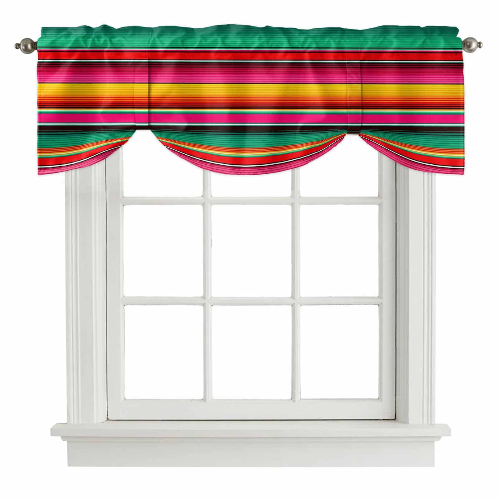 Abstract Tie Up Valance Curtains Colorful Mexican Stripe Green Red ...