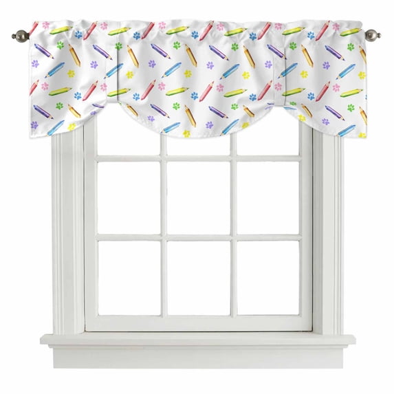 Abstract Tie Up Valance Curtains Cute Blue Green Purple Pencil Paw ...