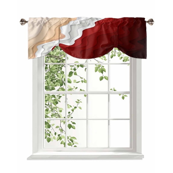 Abstract Tie Up Valances Curtain, Adjustable Kitchen Red Gradient Ocean ...