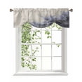 Abstract Tie Up Valances Curtain, Ink Painting Mottled Gradient Purple ...