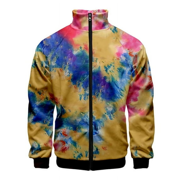 Abstract Tie-dye 3D Printed Zipper Jackets Casual Hoodies Fashion Autumn Spring Sweatshirt ...