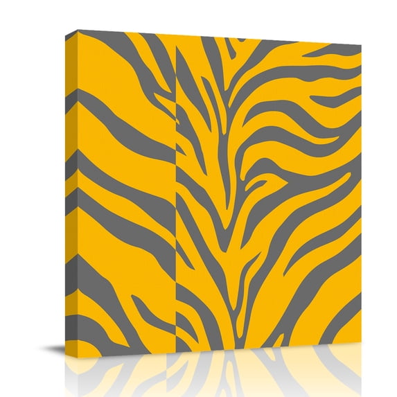 Abstract Tiger Print Canvas Wall Art for Living Room, Yellow Grey ...