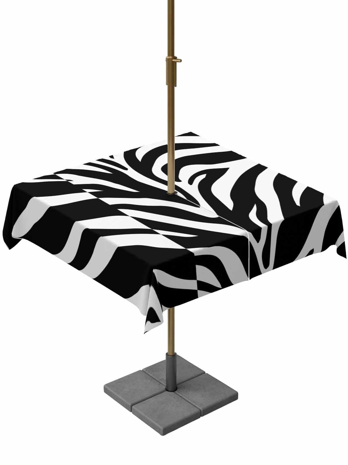 Abstract Tiger Print Outdoor Rectangle Tablecloth with Umbrella Hole 54 ...