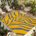 Abstract Tiger Print Outdoor Rug, Yellow Grey Animal Fur Texture Modern ...