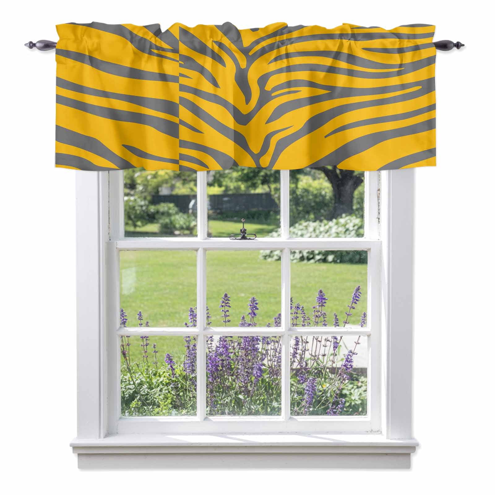 Abstract Tiger Print Valances for Windows Yellow Grey Animal Fur ...
