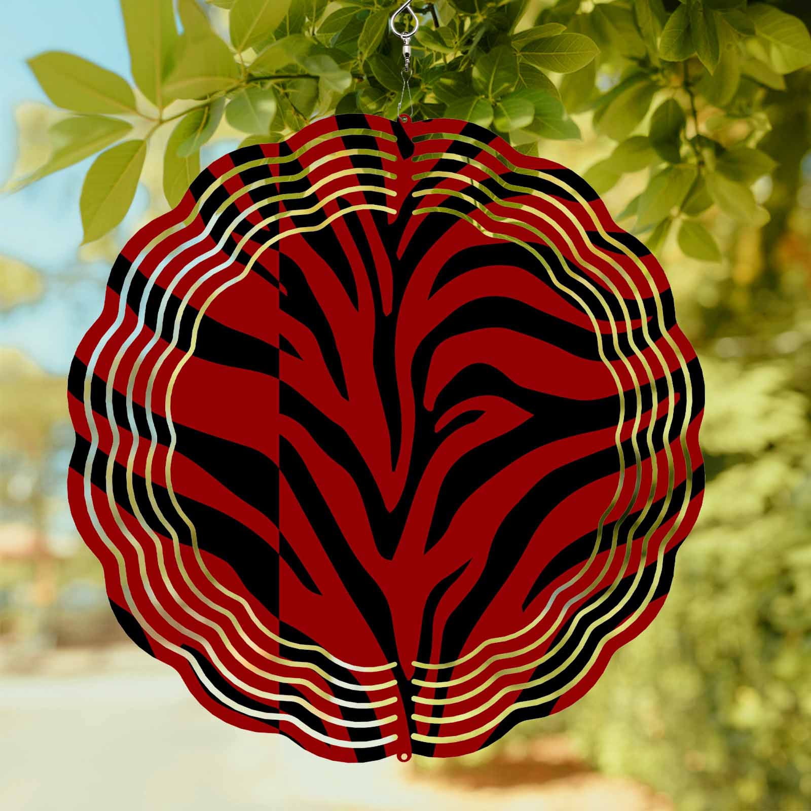 Abstract Tiger Print Wind Spinner for Garden Yard 10In, Red Black ...
