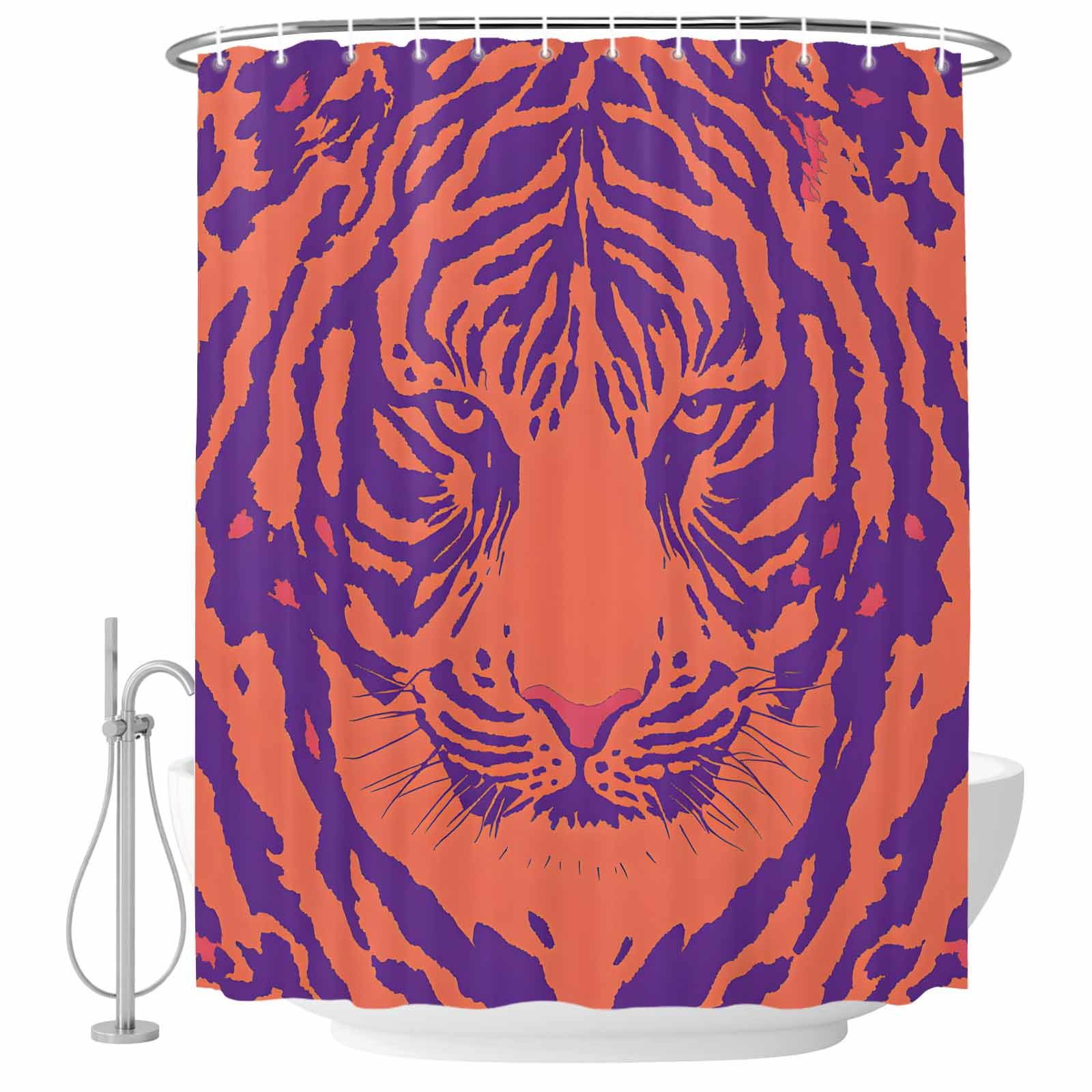Abstract Tiger Shower Curtain Set - Standard 72" x 72" Washable Bathtub ...