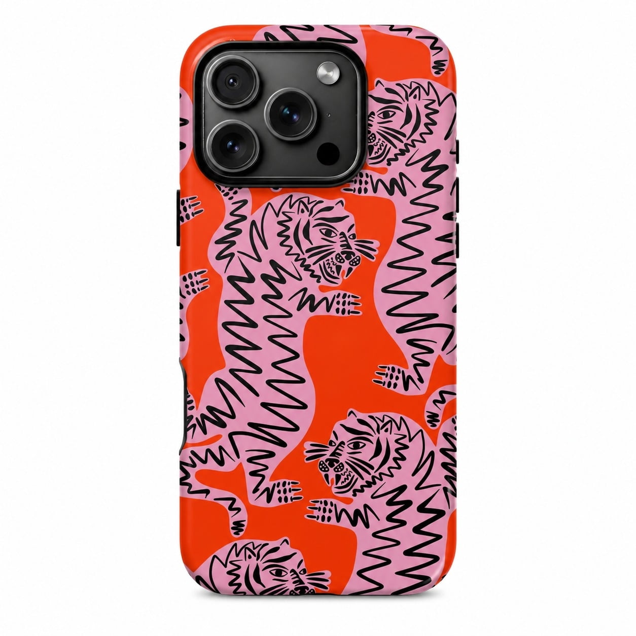 Abstract Tiger Tough Phone Case for iPhone 17 16 15 14 13 12 11, Red ...