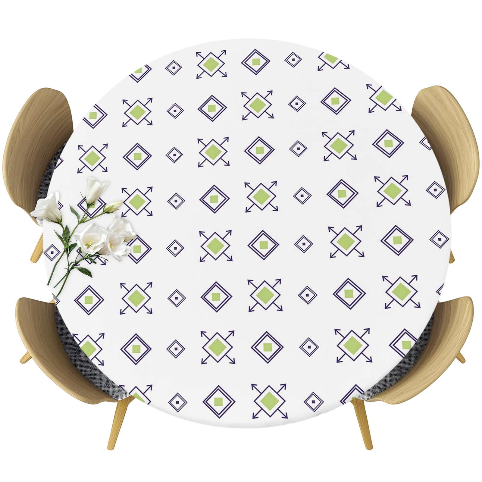 Abstract Tile Motifs Round Tablecloth 36-44 Inch Round Fitted Table ...