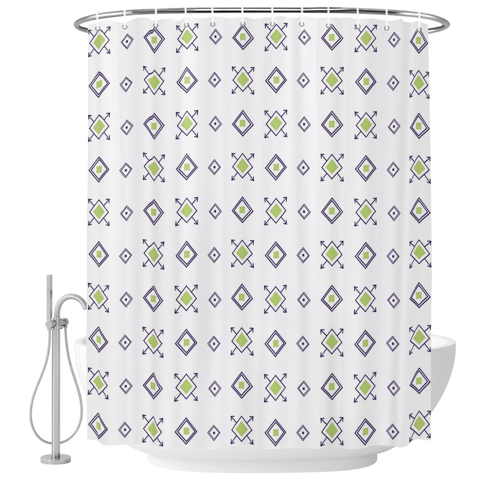 Abstract Tile Motifs Shower Curtain Set - 48" x 72" Washable Bathtub ...