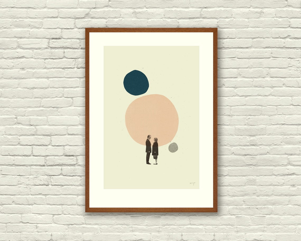 Abstract Tokyo Hotel Relationship Salmon Cut Paper Collage Mid-Century ...