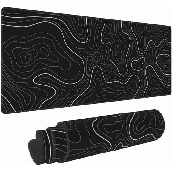 Large Gaming Mouse Pad 31.5 x 11.8in, Topographic Pattern Extended Desk ...