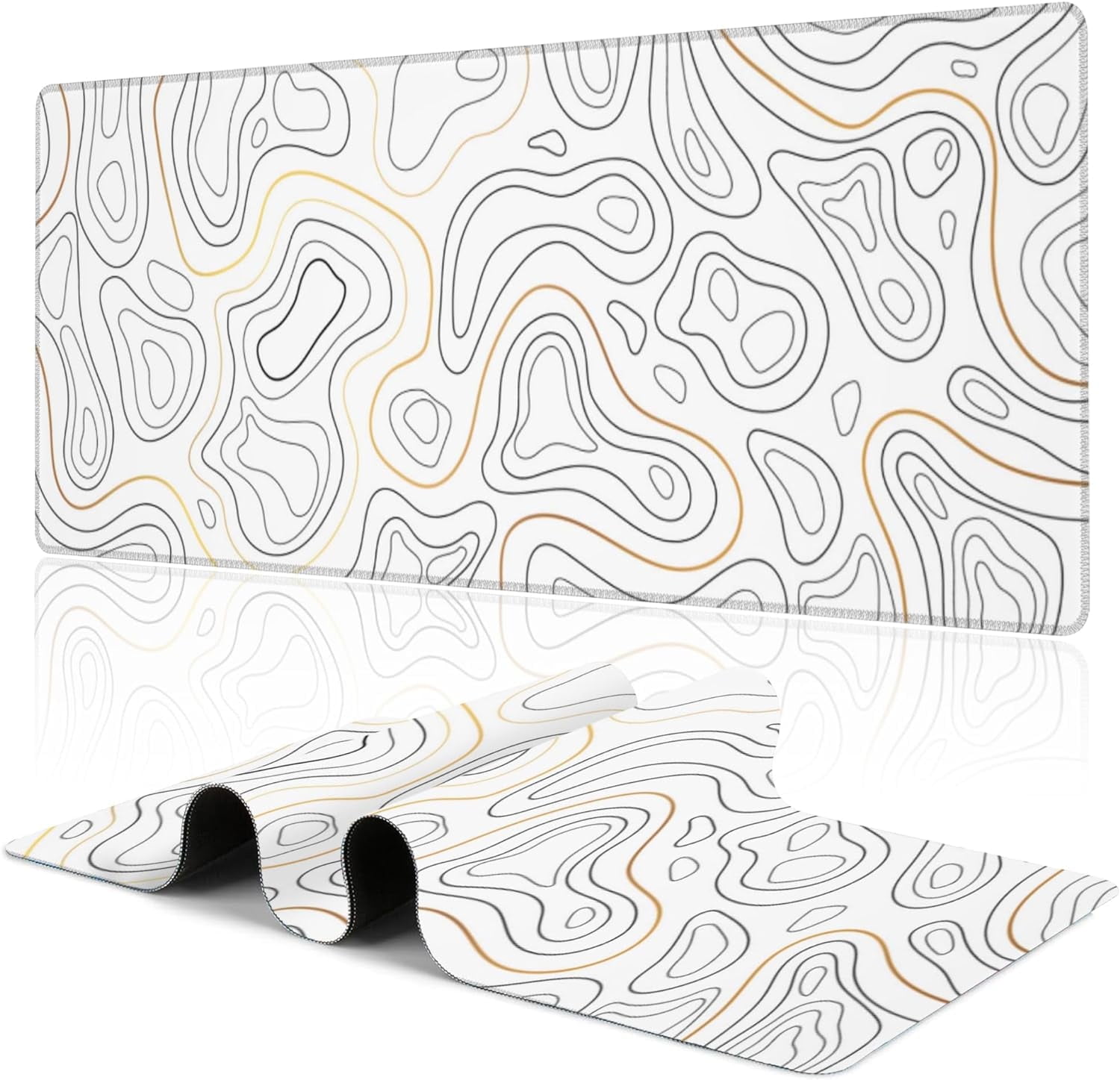 Abstract Topographic Mountain Gaming Mouse Pad,Golden Line Map Desk Mat ...