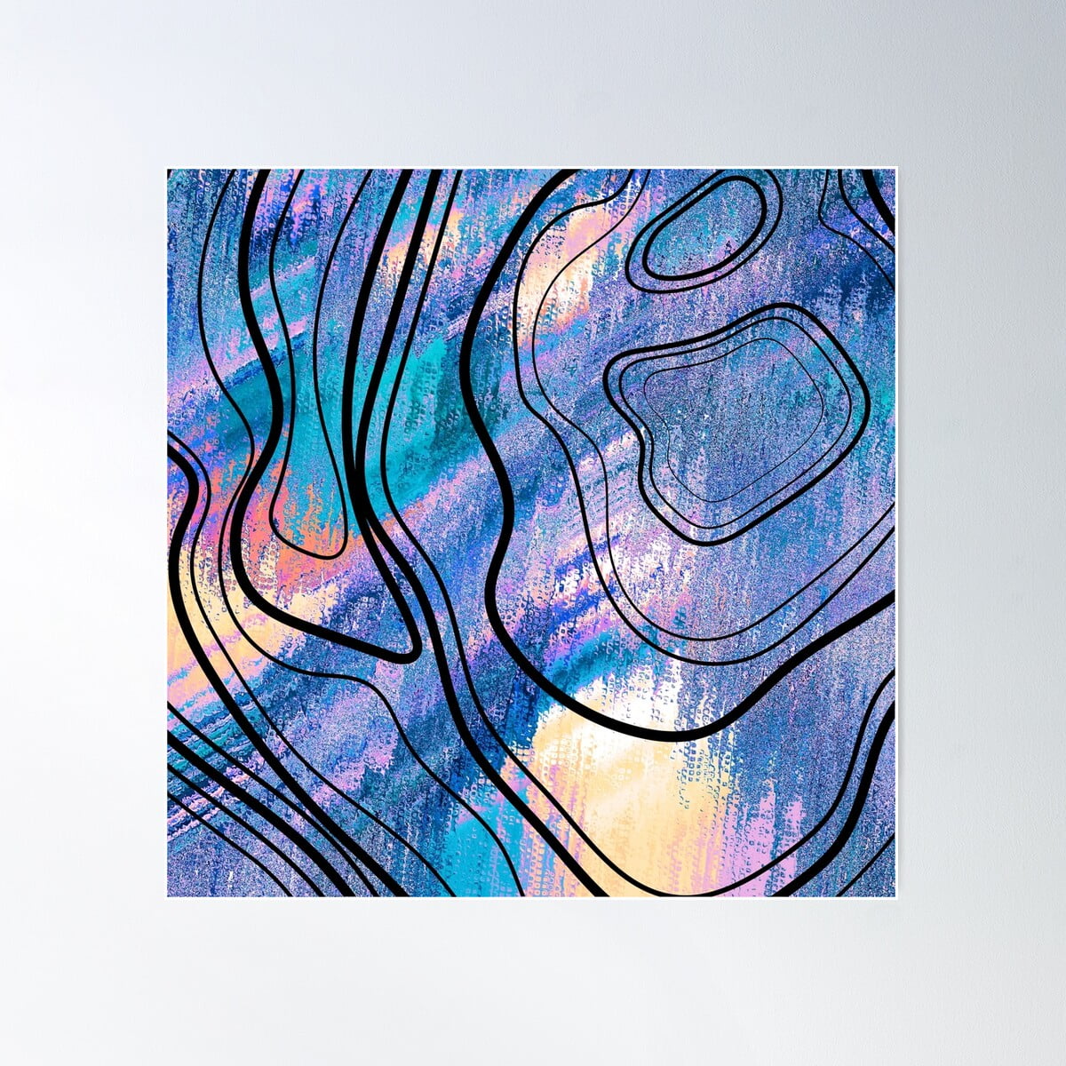 Abstract Topography Art Poster Wall Art, Modern Wall Decor For Living ...