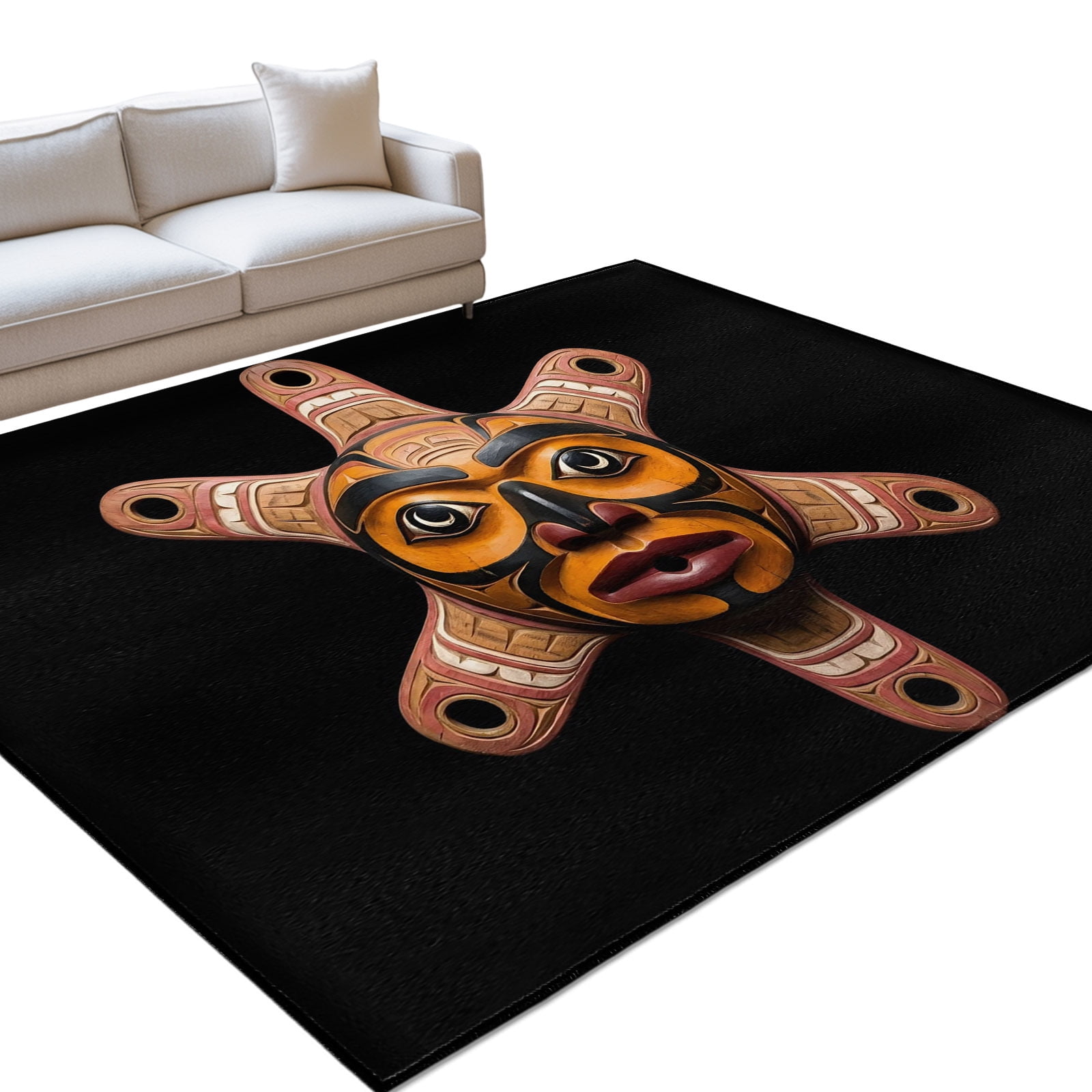 Abstract Totem Washable Rug 4x6 Area Rug for Living Room Bedroom Non ...