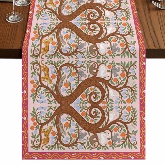 Abstract Tree Branches Burlap Cotton Table Runner 18x72 Inches Long ...